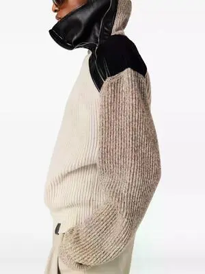 Stella McCartney Zip-panel Ribbed-knit Sweater - Neutrals