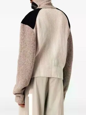 Stella McCartney Zip-panel Ribbed-knit Sweater - Neutrals