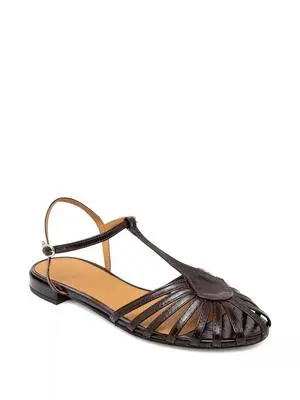 BILLI BI Dark Caged Toe Ankle Strap Sandals - Brown