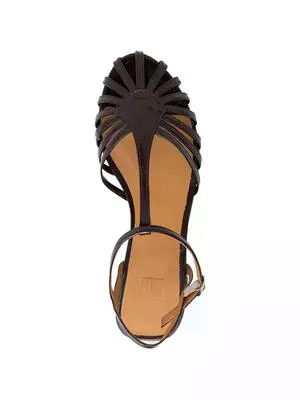 BILLI BI Dark Caged Toe Ankle Strap Sandals - Brown