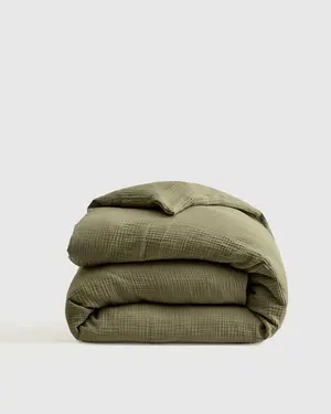 Quince Gauze Duvet Cover - Olive