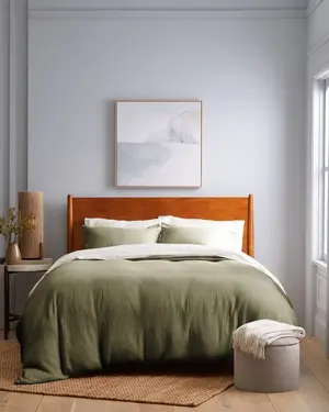 Quince Gauze Duvet Cover - Olive