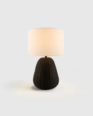 Quince Natural Rattan Table Lamp With Linen Shade