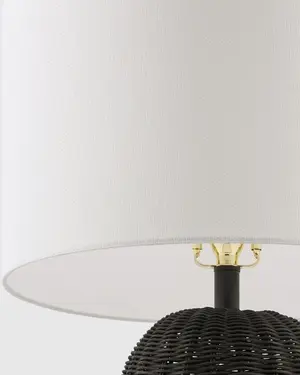Quince Natural Rattan Table Lamp With Linen Shade