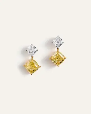 Quince 14k Gold Diamond Cushion Drop Earrings - Multicolor
