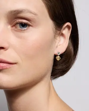 Quince 14k Gold Diamond Cushion Drop Earrings
