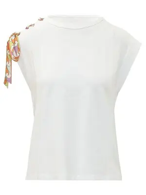 Emilio Pucci Viscose T-shirt With Silk Ribbon Detail - White