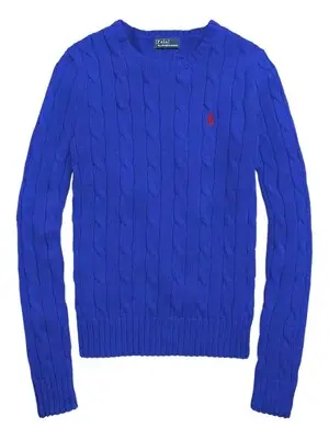 Polo Ralph Lauren Slim Fit Cable Knit Cotton Pullover - Blue
