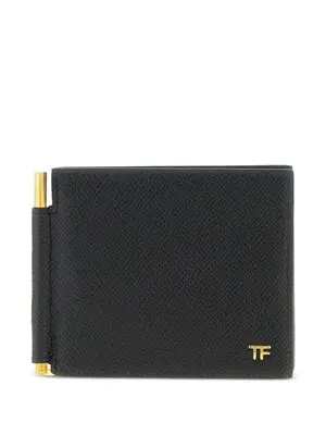 TOM FORD Hammered Leather Cardholder With Money Clip - Black