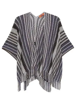 MISSONI Viscose Zig-zag Poncho With Fringes