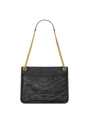 Saint Laurent Soft Niki Medium Bag In Vintage Leather - Black