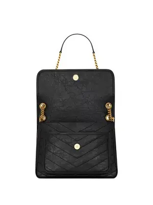 Saint Laurent Soft Niki Medium Bag In Vintage Leather - Black
