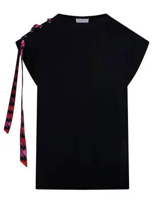 Emilio Pucci Viscose T-shirt With Silk Ribbon Detail - Black