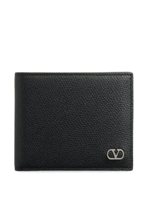 Valentino Garavani Bi-fold Vlogo Signature Wallet In Garnet Calf Leath Black