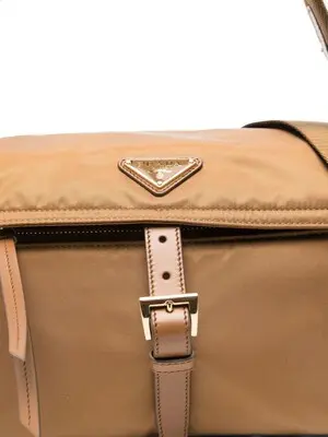 Prada Explore Medium Bag In Re-nylon With Flap - Brown