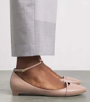 MALONE SOULIERS Mary Leather Ballet Flats - Nude