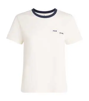 SIR. Cotton Embroidered T-shirt - Ivory