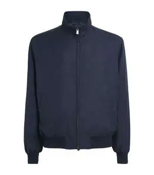 Ralph Lauren Purple Label Linen-wool-silk Felton Bomber Jacket - Navy