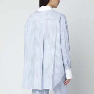 Attico Blue And White Striped Cotton Poplin Shirt