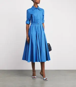 EMILIA WICKSTEAD Cotton Midi Shirt Dress - Blue