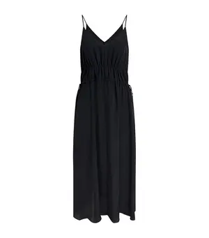 Theory Gathered V-neck Maxi Dress - Black