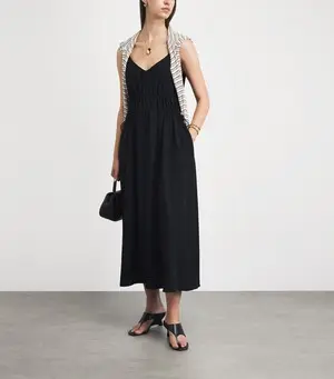 Theory V-neck Maxi Dress With Ruched Sides