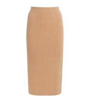 JOHNSTONS OF ELGIN Cashmere Ribbed Midi Skirt