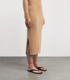 Johnstons Of Elgin Cashmere Ribbed Midi Skirt