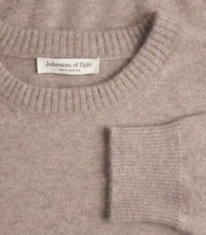 Johnstons Of Elgin Cashmere-silk Crew Neck Sweater - Beige