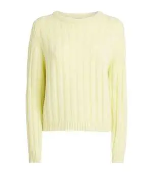 Johnstons Of Elgin Cashmere Ribbed Crew Neck Sweater - Yellow