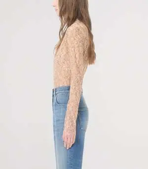 Valentino Garavani Lace Floral Bodysuit With Ruffled Collar - Nude