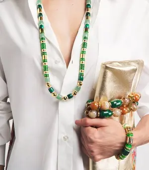 Eddie Borgo Gold-plated Jade, Malachite And Pavé Crystal Necklace
