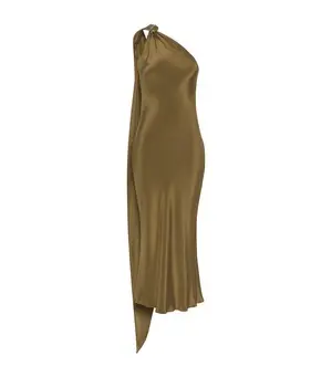 Max Mara Silk Midi Dress - Brown
