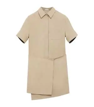 Loewe Cotton-silk Midi Shirt Dress - Beige