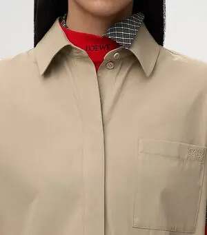 Loewe Cotton-silk Gabardine Midi Shirt Dress - Beige
