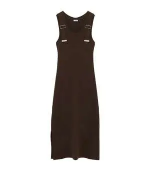 Loewe Strap-detail Midi Dress - Brown