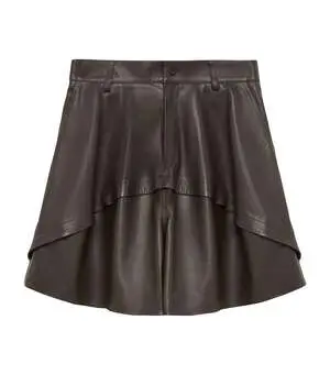 Loewe Nappa Leather Longline Wide-leg Shorts - Brown