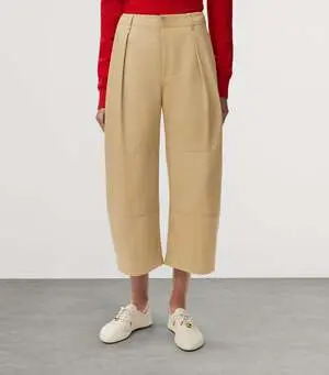 Loewe Cotton Cropped Trousers With Paneled Detail