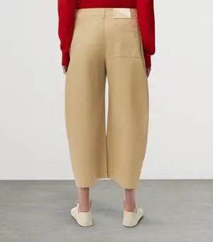 Loewe Cotton Cropped Trousers With Paneled Detail