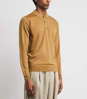 John Smedley Merino Wool Long-sleeve Polo Shirt