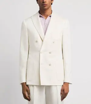 Canali Linen-silk Double-breasted Blazer