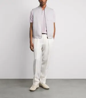 Canali Linen-silk Reversible Zip-up Gilet