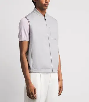 Canali Linen-silk Reversible Zip-up Gilet