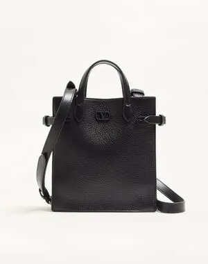 Valentino Garavani Small Grained Leather Shopping Bag - Black