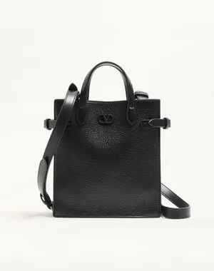 Valentino Garavani Small Grained Leather Shopping Bag - Black