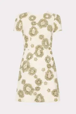 MILLY Daisy Embroidered Mini Dress - White/green
