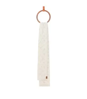 Loewe Cotton-wool-silk Anagram Appliqué Scarf - White