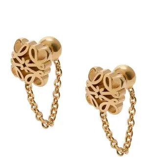 Loewe Anagram Bombé Chain Stud Earrings - Gold