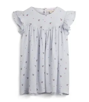 KONGES SLOJD Konges Sløjd Organic Cotton Cherry Print Frill Sleeve Dress