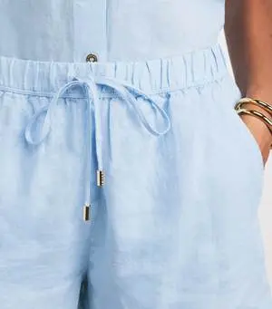 Heidi Klein Linen Drawstring Shorts - Blue